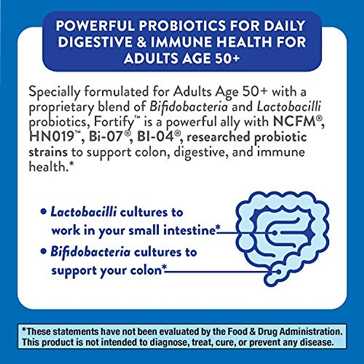 Nature's Way Fortify Daily Probiotic for Men and Women 50+, 30 Billion Live Cultures, Colon, Digestive, and Immune Health Support* Supplement, 30 Capsules