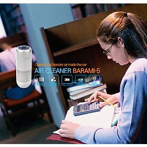 BARAMI-5_Silver | Car Air Purifier | Portable Air Purifier| photocatalytic Air Purifier | Air Purifiers for Home,Bedroom,desktop | Pet Odor Eliminator | Removes PM2.5 Dust,Smoke,Car Odor