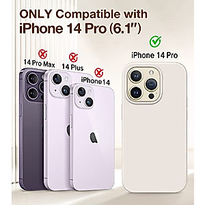 GONEZ for iPhone 14 Pro Case, with 2 Pack Screen Protector + 2 Pack Camera Lens Protector, Soft Anti-Scratch Microfiber Lining, Shockproof Protective Liquid Silicone Phone Cover 6.1'', Stone