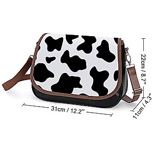 huizehonghong Animal Print Black And White Milk Cow Skin Printed Design Satchel Handbag for Women, Ultra Soft Leather Crossbody Bag, Shoulder Bag, Tote Purse