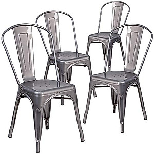 Flash Furniture Lincoln 4 Pack Clear Coated Metal Indoor Stackable Chair