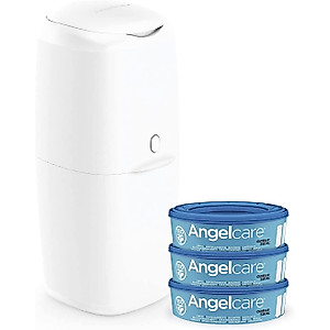 Angelcare - Nappy Disposal System - Includes 3 Round Refills - Push & Lock System
