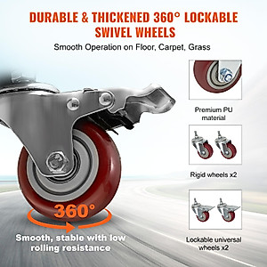 VEVOR Folding Chair Dolly, 39"L x 21"W x 42.9"H L-Shaped Steel Vertical Storage Cart, Multi-Function Chair Cart with 4 Casters 12 Chairs Capacity for Flat Stacking Plastic Resin & Wood Chairs, Black