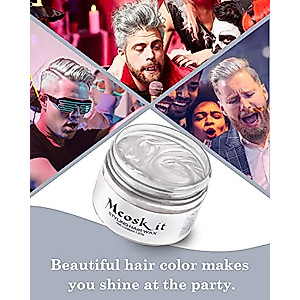 MCOSKIT Hair-Color-Wax for Men & Women, Natural Washable Temporary Hair Dye Clay Pomades & Instant Styling Creams, Fun Hair Mud for Cosplay, Halloween, Party. 4.23oz/White