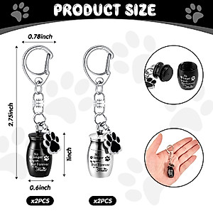 Sasylvia 4 Pcs Pet Urns Keychain Pet Ashes Keychain Dogs Keepsake Cremation Jewelry Stainless Steel Dog Paw Charm Ashes Holder with 4 Storage Bags for Cats Memorial