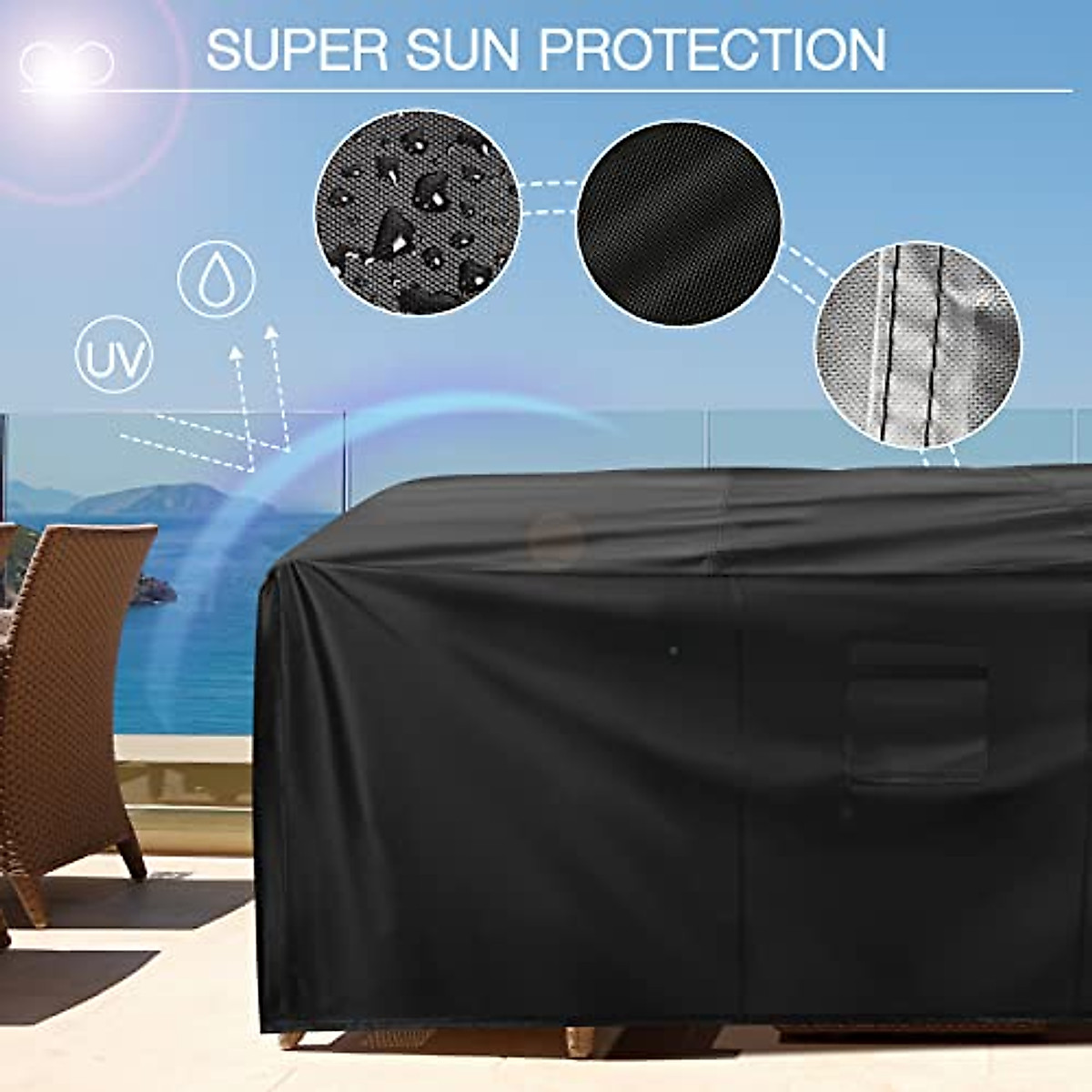WonToper Patio Furniture Covers, Rectangular Outdoor Waterproof Table and Chair Set Cover, Durable 600D UV Protection, Windproof Dustproof Garden Cover (78" L x 62" W x 30"H)