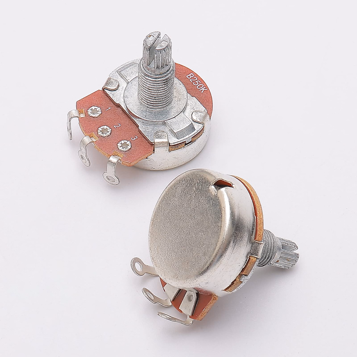 Full Size B250k Electric Guitar Potentiometer Bass Volume Pots Tone Long Split Shaft 18mm Pack of 5
