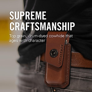 LEATHERMAN, Ainsworth Premium Leather Sheath for Multi-Tools, Fits Charge+, Wave+, Wingman, Rebar & More, Medium