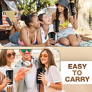 Honeydak 45 Pack Reusable Coffee Cups with Lids 16 oz Portable Tea Cups Reusable Hot Coffee Mugs Tumblers Bulk Plastic Tumblers Travel Drinks Mugs for Hot and Cold Drinks(Black)