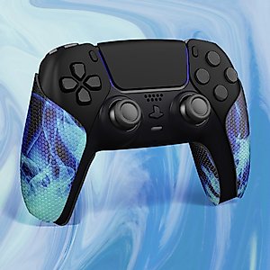 eXtremeRate PlayVital Anti-Skid Sweat-Absorbent Controller Grip for ps5 Controller, Professional Textured Soft Rubber Pads Handle Grips for ps5 Controller - Blue Flame