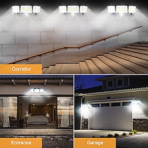 OOTDAY Solar Lights Outdoor, 224 LED Motion Sensor Security Lights, 3 Modes Solar Wall Lights, 3 Heads Security Flood Lights with Remote Control, IP65 Waterproof, for Outside Garden Patio Yard