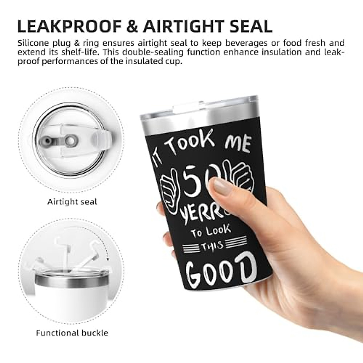 12oz Tumbler Happy 50th Birthday Stainless Steel Cup With Straw And Lid Spill Proof Bulk Double Wall Vacuum Reusable Water Tumblers For Cold Hot Drink