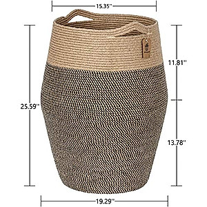 Goodpick Large Black Jute Rope Basket (Set of 2)