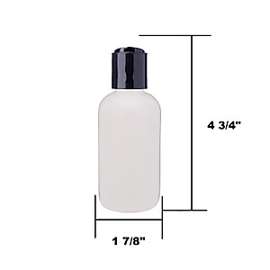Oak & Sage 4oz (120ml) Squeezable Boston Round Empty Natural-Colored Plastic HDPE Bottles With Black Shampoo Caps - 24/410 cap size - BPA Free - (6 pack) …