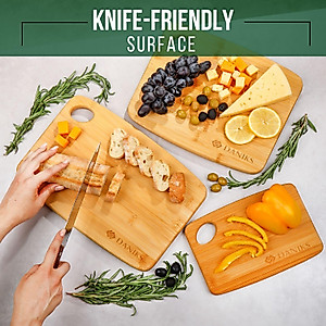 Daniks 100% Organic Bamboo Cutting Board for Kitchen | Heavy Duty Wood Chopping Board | Extra-Thick Cutting Board for Serving, Meat and Veggies | 11x9"