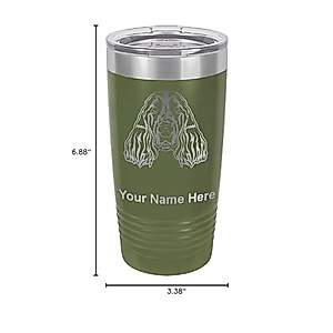 LaserGram 20oz Vacuum Insulated Tumbler Mug, English Springer Spaniel, Personalized Engraving Included (Camo Green)
