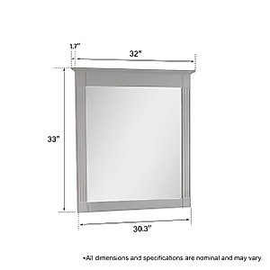 WELLFOR 36" Bathroom Vanity with Sink and 32" Mirror Set, Large Wood Vanity Combo with Doors and Drawers, Freestanding Bath Vanity Cabinet in Titanium Grey with Quartz Countertop and Certified Sink