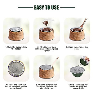 Velocvil Aluminum Foil Lids Kit for Reusable Nespresso Pods, Aluminum Foil Seals with Holder, Brush and Scoop for refillable Nespresso Capsules VertuoLine Coffee Pods