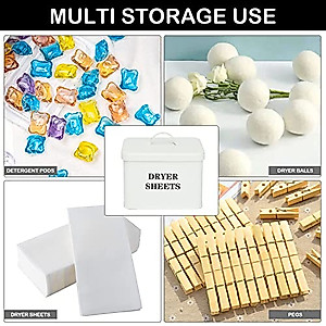 Xbopetda Dryer Sheets Holder for Organization and Storage, Modern Farmhouse Metal Laundry Dryer Sheet Dispenser, Dryer Sheet Container with Lid for Laundry Room Decor-White