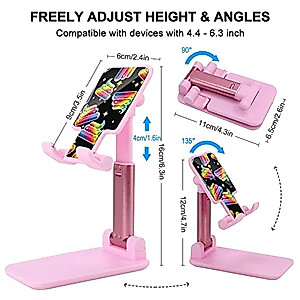 Rainbow Fable Poop Cell Phone Stand for Desk Foldable Phone Holder Height Angle Adjustable Sturdy Stand Pink-Style
