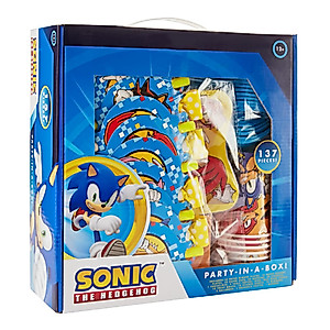 Sonic The Hedgehog Birthday Party Kit - Complete Supplies for 10, Video Game Themed Decorations, Licensed Banner, Plates, Cups, Balloons, Games, and Favors for Kids' Celebration