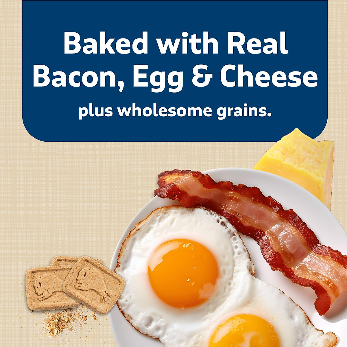 Blue Buffalo Health Bars Crunchy Dog Biscuits, Oven-Baked With Natural Ingredients, Bacon, Egg & Cheese, 3-lb Box