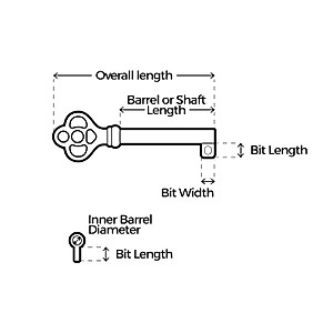UNIQANTIQ HARDWARE SUPPLY Antique Brass Skeleton Key for Grandfather Clock, Cabinet Doors, Dresser Drawers - Hollow Barrel Key Replacement - Antique Skeleton Keys for Furniture | SK41-BHA