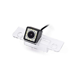 eHANGO Car Rear View Camera with 4 Pin to RCA Cable Bracket License Plate Lights Housing Mount for Ford Mondeo/Ford Fusion/Ford Fiesta/Ford Classic/Ford Ikon/Ford Flex (12 LED)