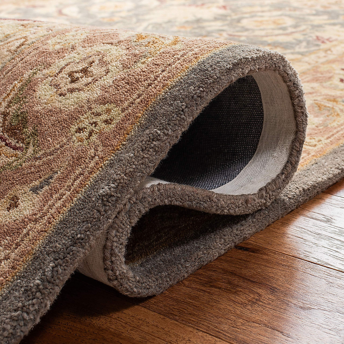 SAFAVIEH Anatolia Collection Area Rug - 6' x 9', Teal Blue & Taupe, Handmade Traditional Oriental Wool, Ideal for High Traffic Areas in Living Room, Bedroom (AN549B)