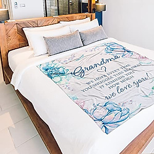 Afterprints Blanket Gifts for Grandma, Grandma Birthday Gifts, Mother‘s Day Gifts for Grandma from Granddaughter Grandchildren, We Love You Cozy Throw Blankets Present 50" x 60"