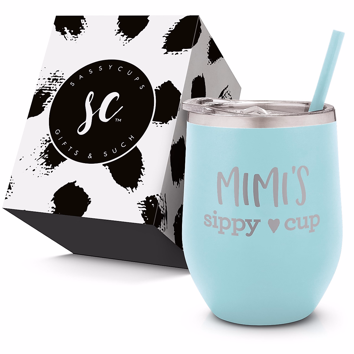 Mimi's Sippy Cup Insulated Wine Tumbler - New Mimi - Mother's Day Tumbler with Straw - Adult Sippy Cup Mommy Juice, Mama Cup Gift - Wine Tumbler for Mimi - Mom Juice Tumbler - Wine Sippy Cup