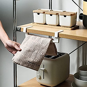 Morobor Over Door Towel Rail Holder,2pcs Cabinet Door Towel Rack, Hanging Holder Towel Holder for Cupboard Drawer Cabinet (ABS, White)