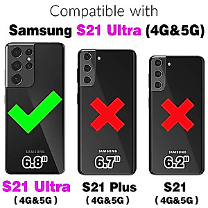 Compatible with Samsung Galaxy S21 Ultra 5G Wallet Case and Tempered Glass Screen Protector Wrist Strap Leather Flip Card Holder Stand Cell Phone Cover for S21ultra 21S S 21 21ultra G5 Women Men Blue