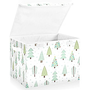 xigua Cute Christmas Tree Storage Bins with Lids Foldable Large Cube Storage Boxes with Handles for Home Bedroom Closet Office (16.5x12.6x11.8 in)#1