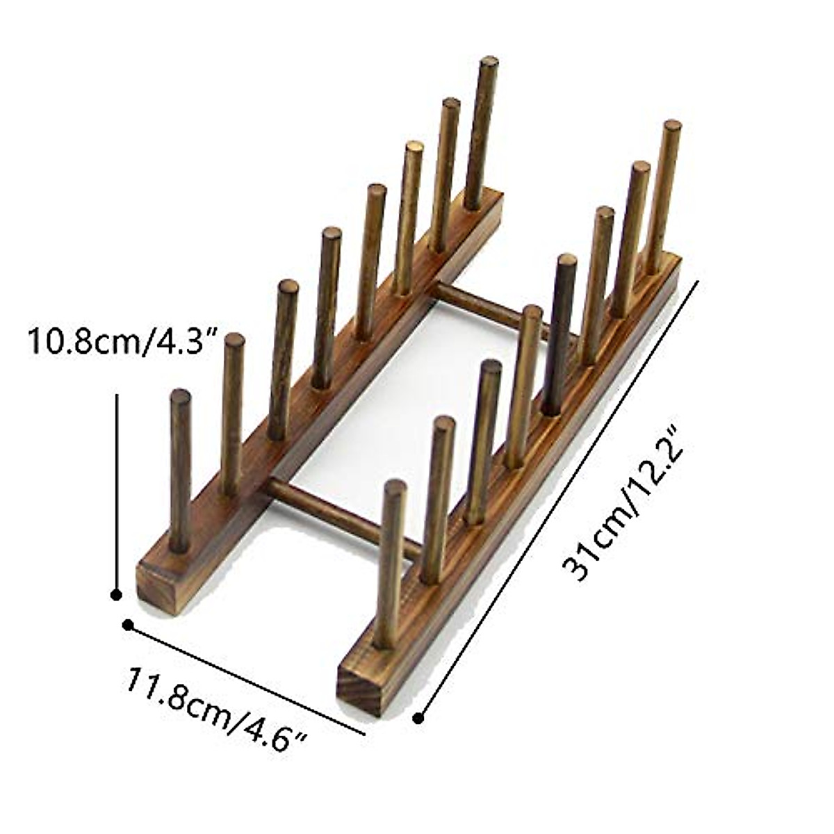 SunnyZoo 7 Slot Wooden Dish Rack Plates Holder Kitchen Storage Cabinet Organizer for Dish Keep Dry (Brown, 2Pack)