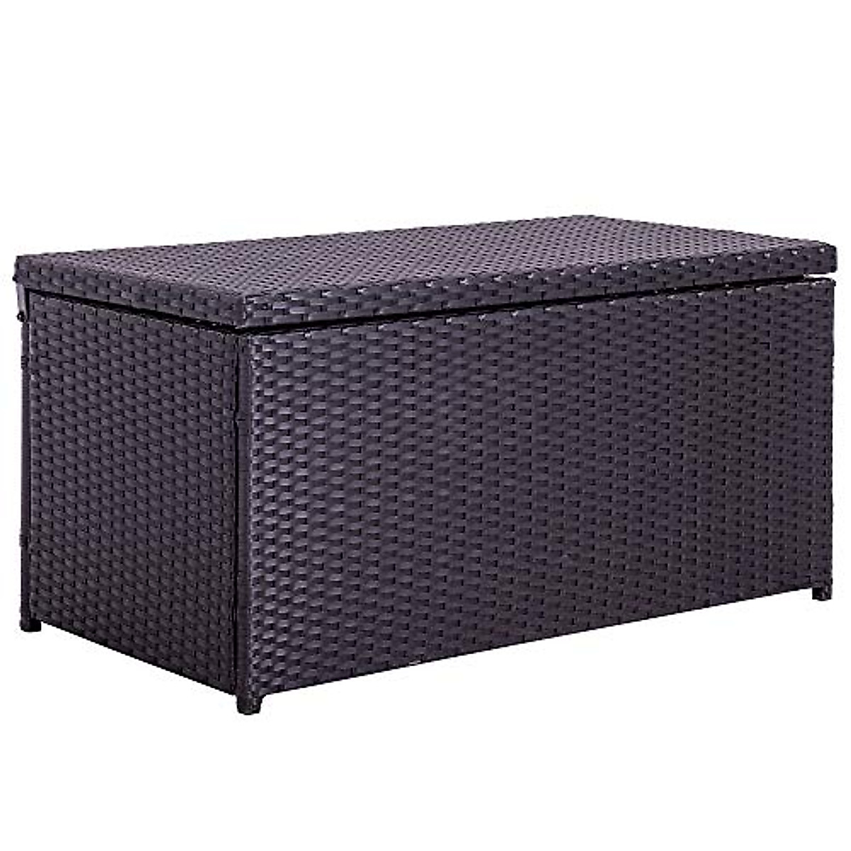 Sundale Outdoor Storage Box, 60 Gallon Patio Deck Boxes with Hinged Lid, Outdoor Wicker Cushion Storage Container Bin Chest for Cover, Pillow, Towel - Steel Frame, Classic Black
