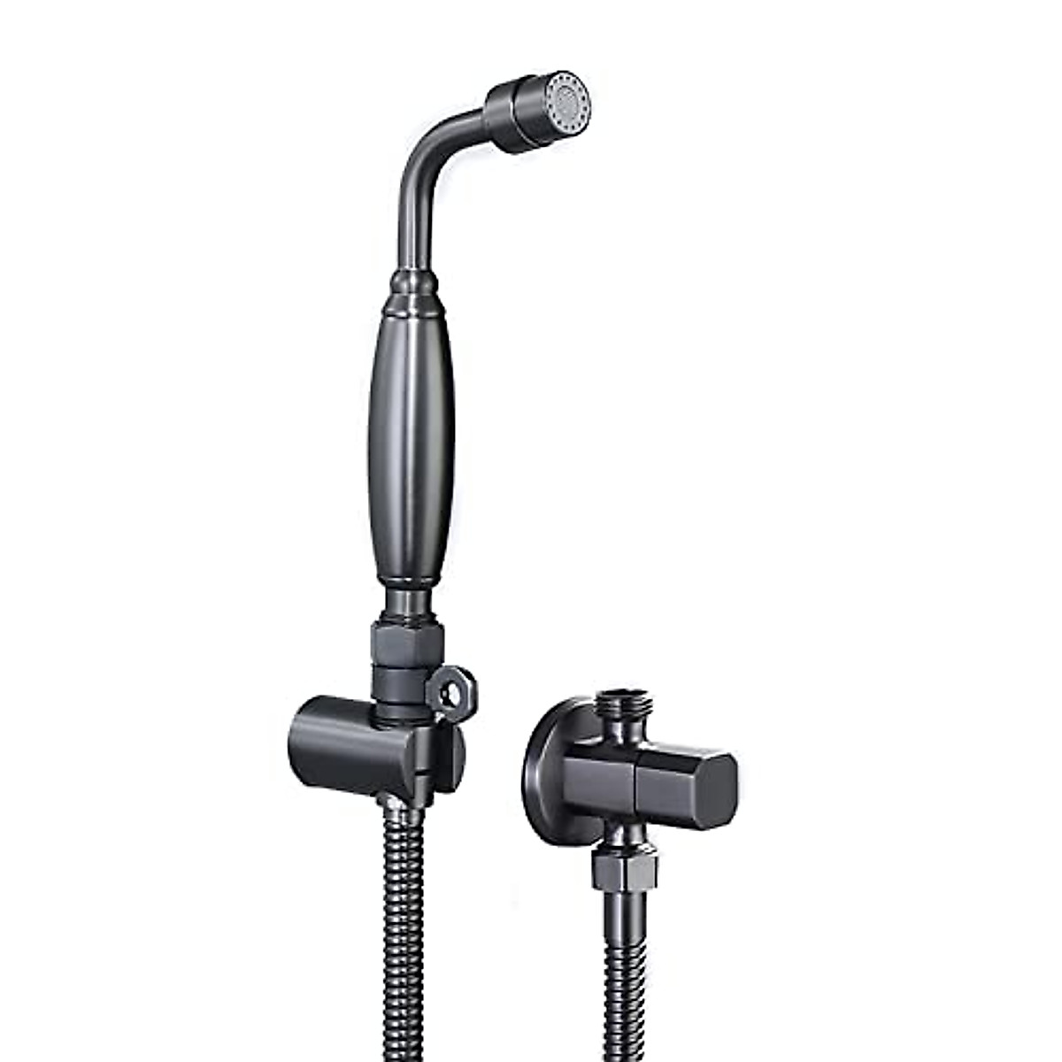 MINJING Handheld Bidet Sprayer 2 Spray Modes Baby Cloth Diaper Sprayer Cold Water Toilet Sprayer Wall Mounted Brass Handheld Sprayer Kit with Angle Valve, High Pressure,Gun Gray