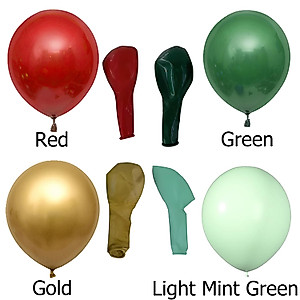 Christmas Balloon Garland Arch Kit Red Green Gold White 144 pcs 12" 10" 5" Latex Balloons Candy Cane Balloons for Kids Xmas New Year Birthday Holiday Party Indoor Outdoor Decorations Supplies