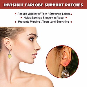 Ear Lobe Support Patches Earring Support Patches Invisible Ear Lobe Support Tape Portable Earlobe Support Patches Large Earrings Support Sticker Reduces Strain for Women Long Time Wear Earring