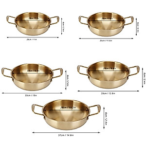 Gold Korean Ramen Pot, Stainless Steel Noodle Pot Portable Kitchen Cooking Pot for Household(26CM)
