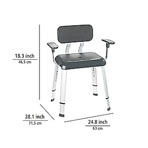 WENKO Shower Chair for Inside Shower, Bathtub Seat for Seniors, Elderly, Handicap Bath Chair with Arms and Back, Adjustable Height, Holds up to 286.6 lbs, 24.8 x 28.1-32 x 18.3 in