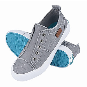 JENN ARDOR Womens Fashion Slip on Sneakers Walking Shoes for Women No Lace Flats Low Top Canvas Shoes Trendy Comfort Casual Tennis Shoes for Women