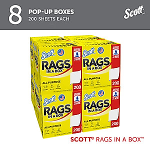 Scott Rags In A Box (75260), White, 200 Shop Towels / Box, 8 Boxes / Case