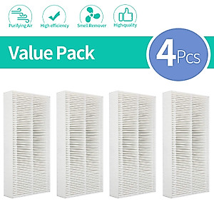 Gazeer 4 Pack True HEPA Filter Replacement for Honeywell U Filter (HRF201B) Compatible with Honeywell HHT270,HHT270W, HHT290 Series,and Compatible with Febreze FRF102B Filter