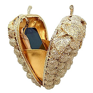 DEBIMY Hollow Carved Grape Rhinestone Evening Clutch Women Luxury Crystal Handbags Purses for Party and Wedding, Purple