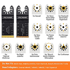 PECHAM 23PCS Titanium & Carbide Multitool Blades Oscillating Tool Saw Blades Heavy Duty for Hard Material, Metal/Steel Nails/Bolts/Screws Fit Most Oscillating tools
