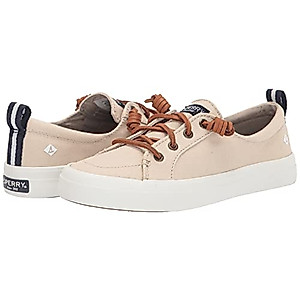Sperry Womens Crest Vibe Linen Sneaker, Oat, 9