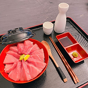 JapanBargain 2395, Japanese Style Soy Sauce Dishes Dipping Bowls, Red and Black Color, Two Compartments, 2 Pack