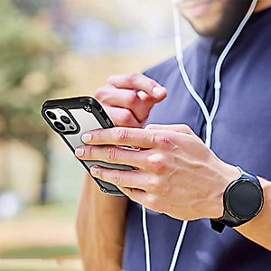 Arae for iPhone 14 Pro Max Case Clear, Hard Back Soft TPU Slim Shockproof Protective Bumpers Phone Cases Clear Cover for iPhone 14 Pro Max 6.7 inch, Black