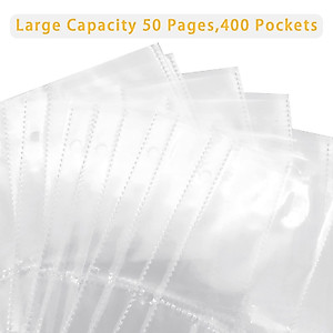 Hooshion Card Binder 4-Pockets, Pokemon Card Binder, 400 Pockets Card Holder, Trading Card Binder, Sports Card Binder with Sleeves, Compatible with Pokemon Cards, Football Card Sports